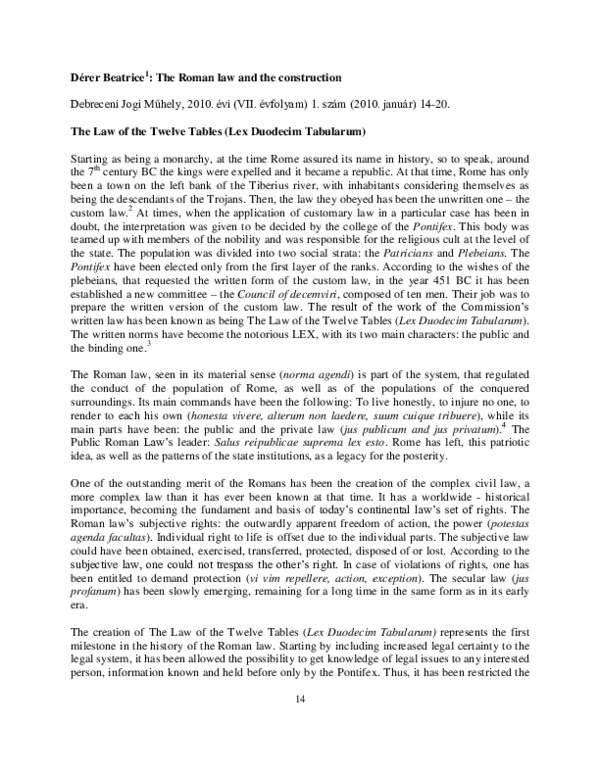 (PDF) The Roman law and the construction The Law of the Twelve Tables ...