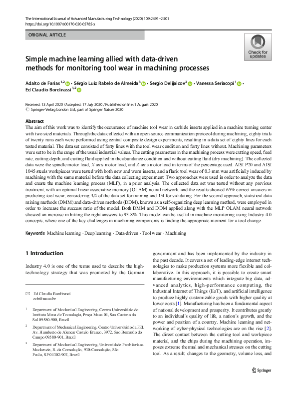 Pdf Simple Machine Learning Allied With Data Driven Methods For