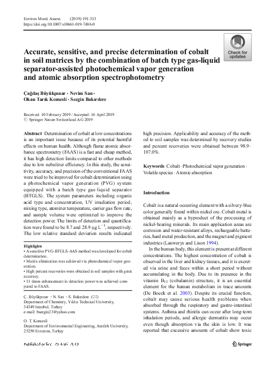 (PDF) Accurate, sensitive, and precise determination of cobalt in soil matrices by the ...