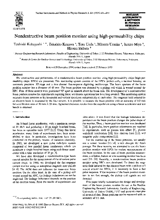 (PDF) Nondestructive beam position monitor using high-permeability chips