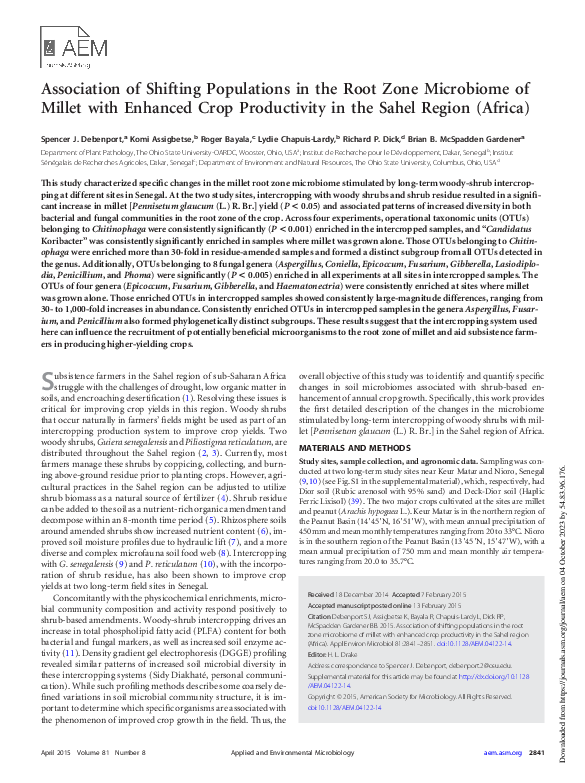 (PDF) Association of Shifting Populations in the Root Zone Microbiome ...