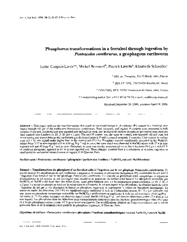 (PDF) Phosphorus transformations in a ferralsol through ingestion by ...