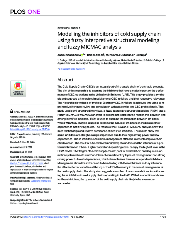 (PDF) Modelling the inhibitors of cold supply chain using fuzzy interpretive structural modeling ...