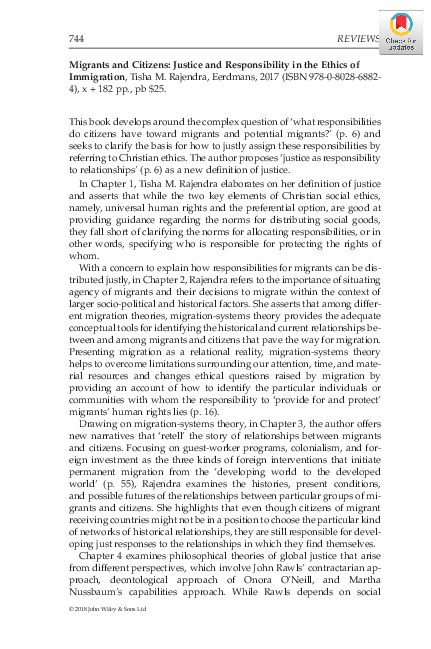 (PDF) Migrants and Citizens: Justice and Responsibility in the Ethics ...