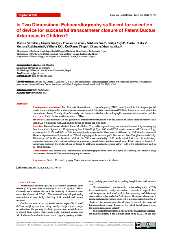 (PDF) Is Two Dimensional Echocardiography sufficient for selection of ...