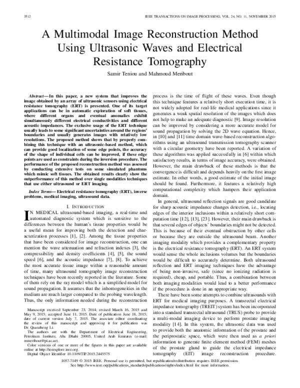 (PDF) A Multimodal Image Reconstruction Method Using Ultrasonic Waves and Electrical Resistance ...