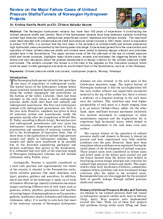 (PDF) Review on the Major Failure Cases of Unlined Pressure Shafts ...