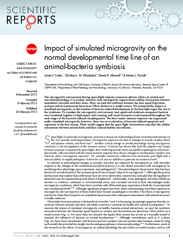 (PDF) Impact of simulated microgravity on the normal developmental time ...