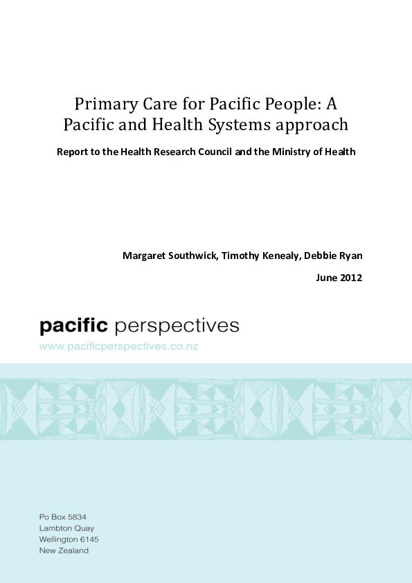 (PDF) Primary Care for Pacific People: A Pacific and Health Systems ...