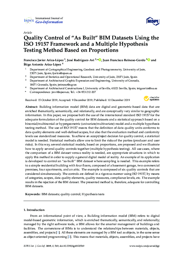 (PDF) Quality Control of “As Built” BIM Datasets Using the ISO 19157 ...