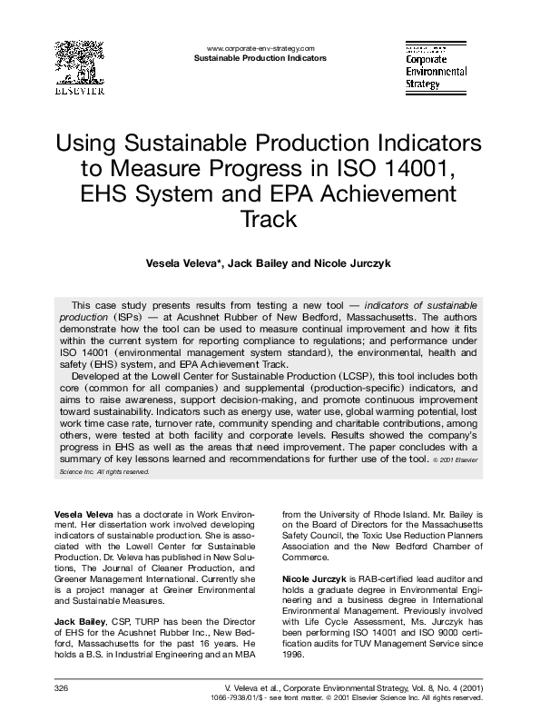 (PDF) Using Sustainable Production Indicators to Measure Progress in ...