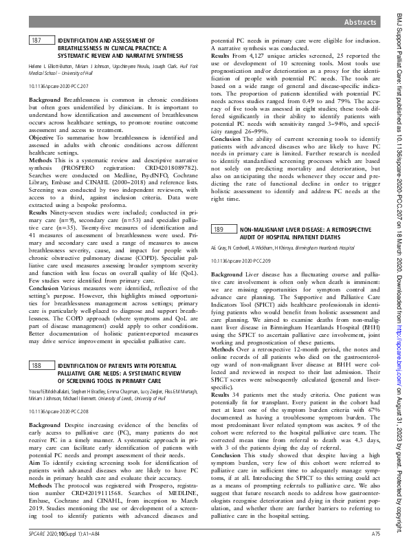 (PDF) 187 Identification and assessment of breathlessness in clinical ...