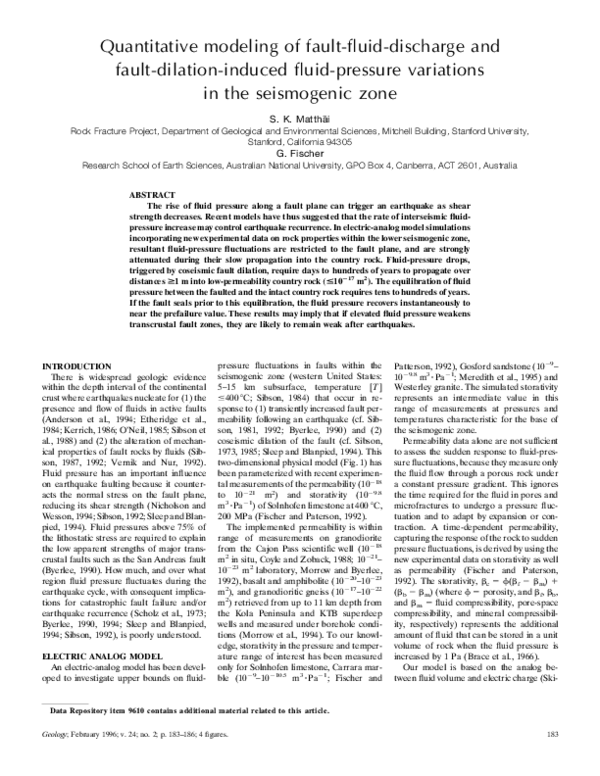 (PDF) Quantitative modeling of fault-fluid-discharge and fault-dilation ...