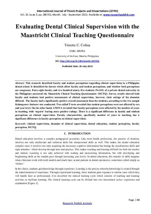 (PDF) Evaluating Dental Clinical Supervision with the Maastricht ...