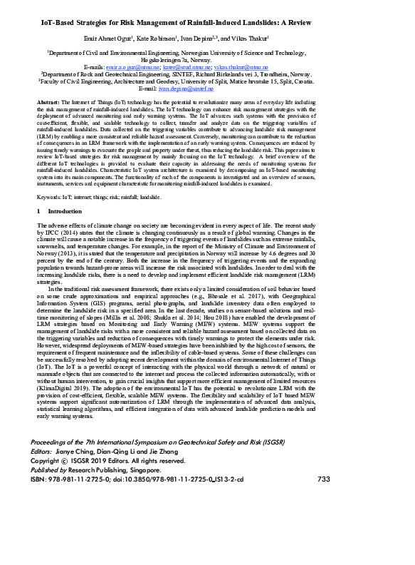 (PDF) IoT-Based Strategies for Risk Management of Rainfall-Induced Landslides: A Review