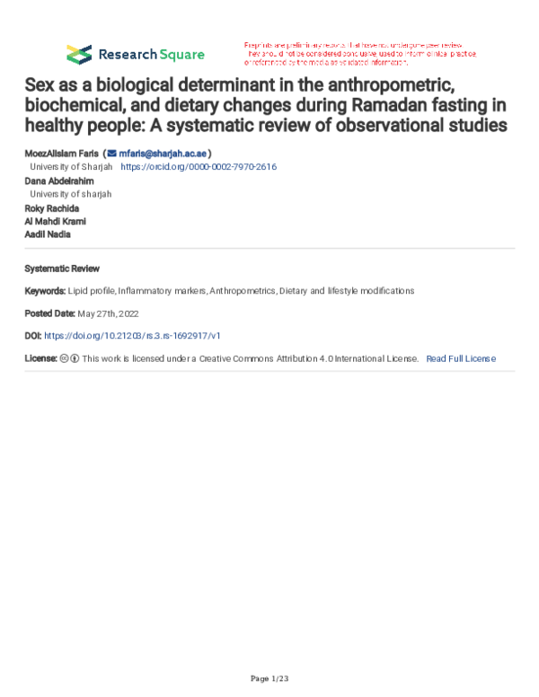 Pdf Sex As A Biological Determinant In The Anthropometric