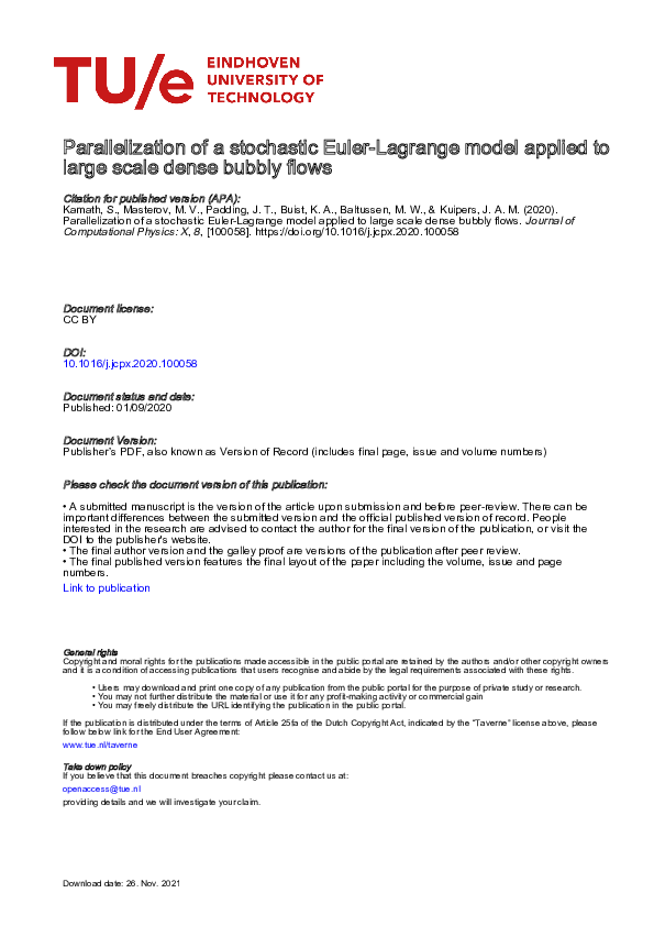 Pdf Parallelization Of A Stochastic Euler Lagrange Model Applied To Large Scale Dense Bubbly