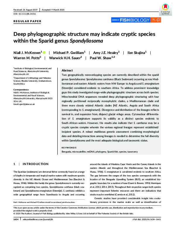 (PDF) Deep phylogeographic structure may indicate cryptic species ...