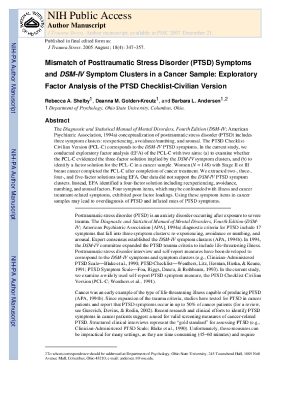 (PDF) Mismatch of posttraumatic stress disorder (PTSD) symptoms andDSM ...