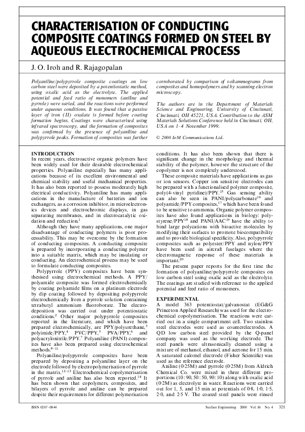 (PDF) Characterisation of conducting composite coatings formed on steel ...