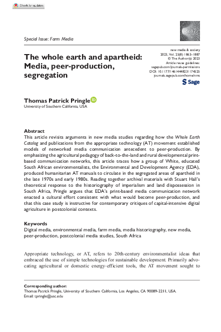 (PDF) The whole earth and apartheid: Media, peer-production, segregation