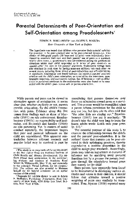 (PDF) Parental determinants of peer-orientation and self-orientation ...