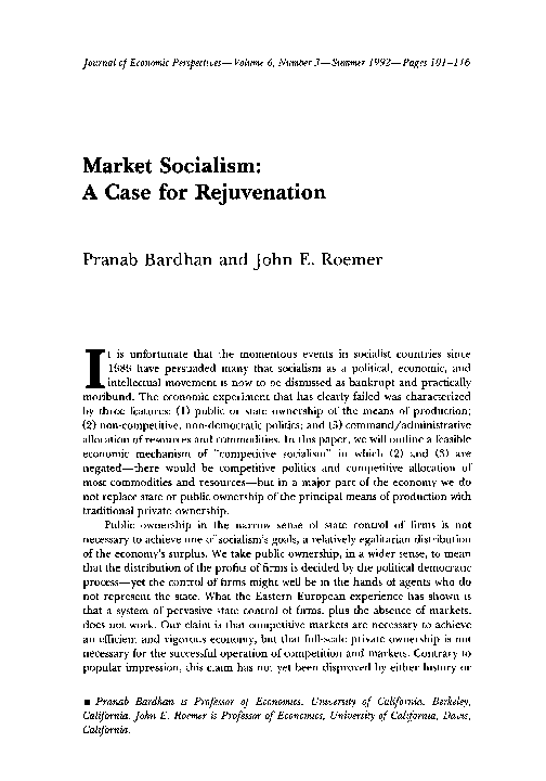(PDF) Reinvigorating Market Socialism