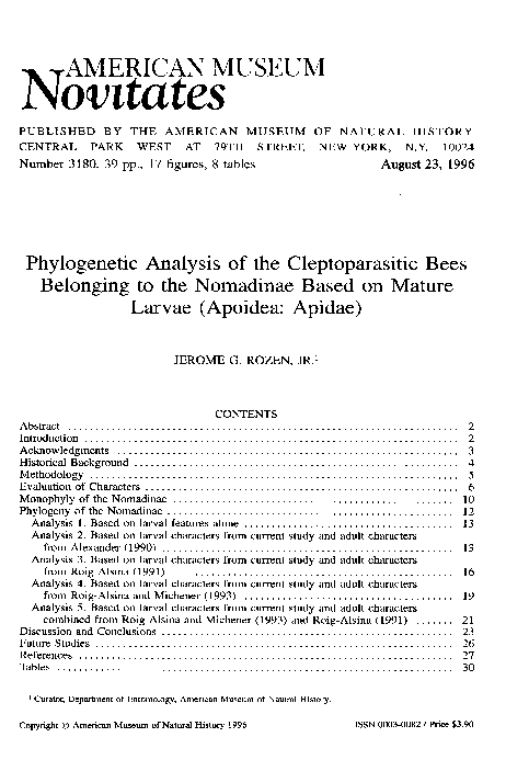 (PDF) Phylogenetic analysis of the cleptoparasitic bees belonging to ...