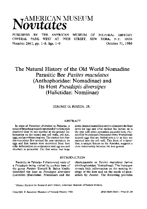 (PDF) The Natural History of the Old World Nomadine Parasitic Bee ...