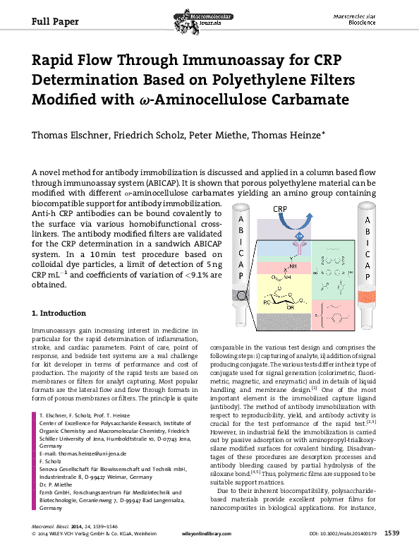(PDF) Rapid Flow Through Immunoassay for CRP Determination Based on ...