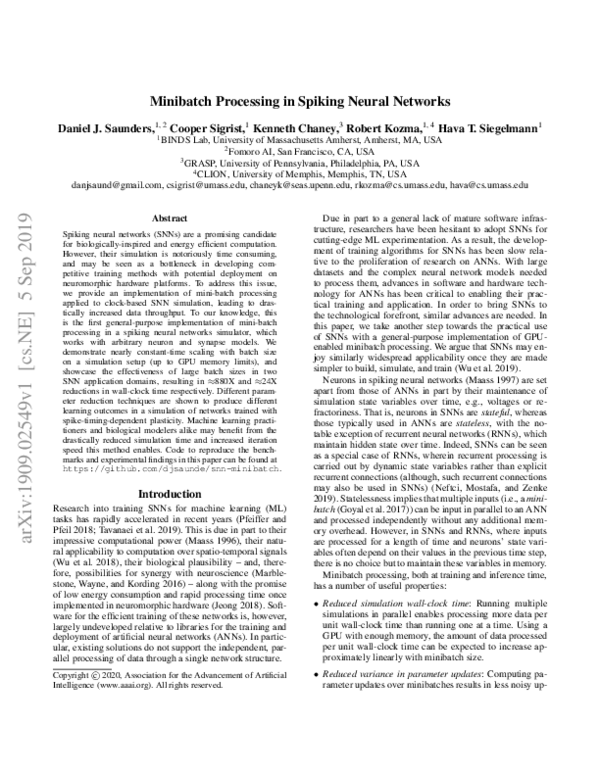 (PDF) Minibatch Processing in Spiking Neural Networks | hava siegelmann ... (PDF) Minibatch Processing in Spiking Neural Networks | hava siegelmann ...
