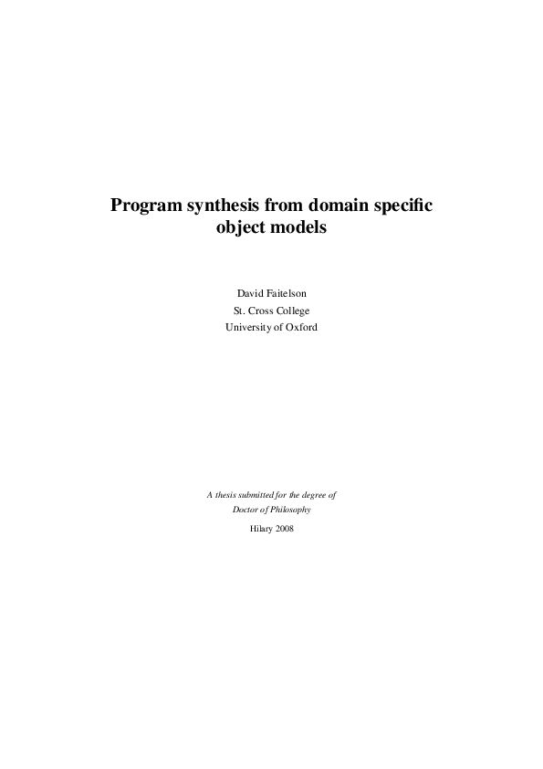 (PDF) Program Synthesis from Domain Specific Object Models