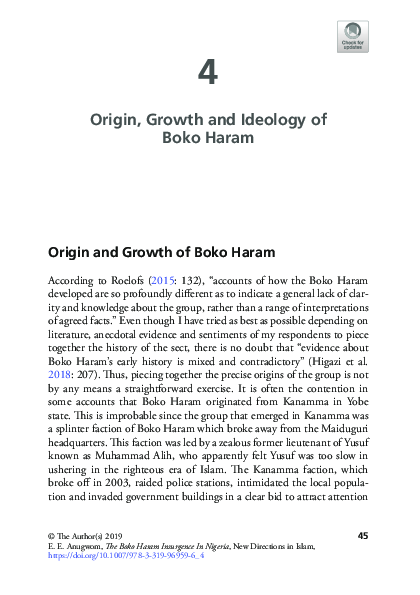 (PDF) Origin, Growth and Ideology of Boko Haram