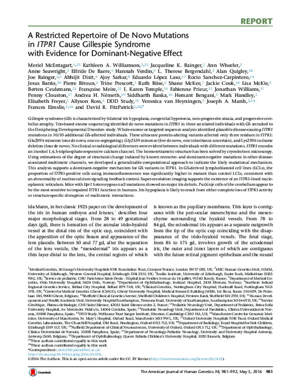 (PDF) A Restricted Repertoire of De Novo Mutations in ITPR1 Cause ...