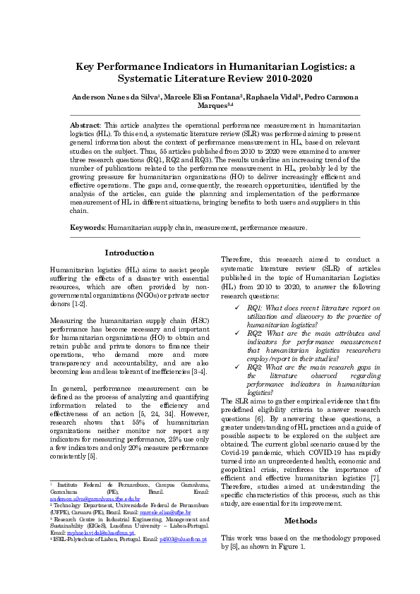 (PDF) Key Performance Indicators in Humanitarian Logistics: a ...