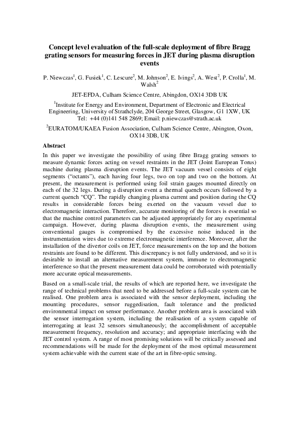 Pdf Concept Level Evaluation Of The Full Scale Deployment Of Fibre
