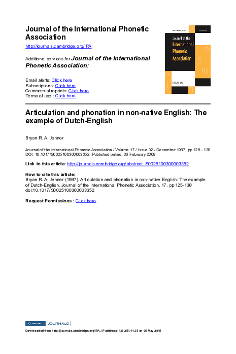 (PDF) Dutch Learners' Challenges in English Pronunciation