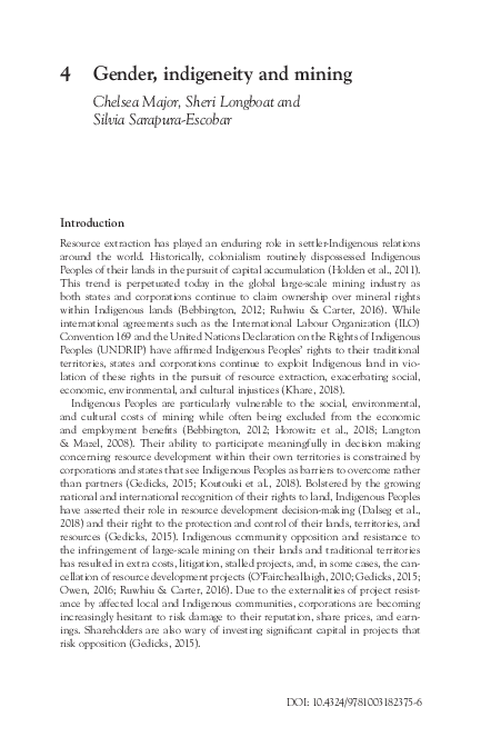 (PDF) Gender, indigeneity and mining | Sheri Longboat - Academia.edu