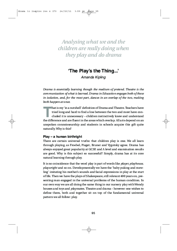 (PDF) The Play's the Thing