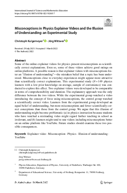 (PDF) Misconceptions in Physics Explainer Videos and the Illusion of Understanding: an ...