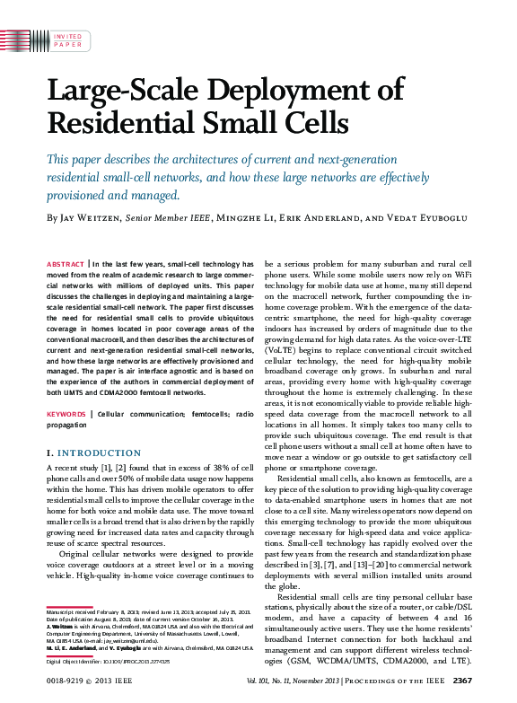 (PDF) Large-Scale Deployment of Residential Small Cells