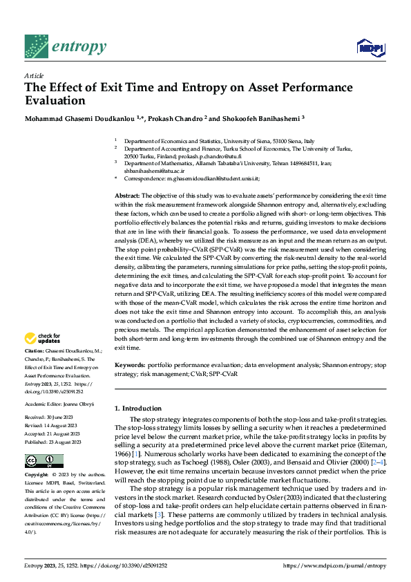 (PDF) The Effect of Exit Time and Entropy on Asset Performance Evaluation