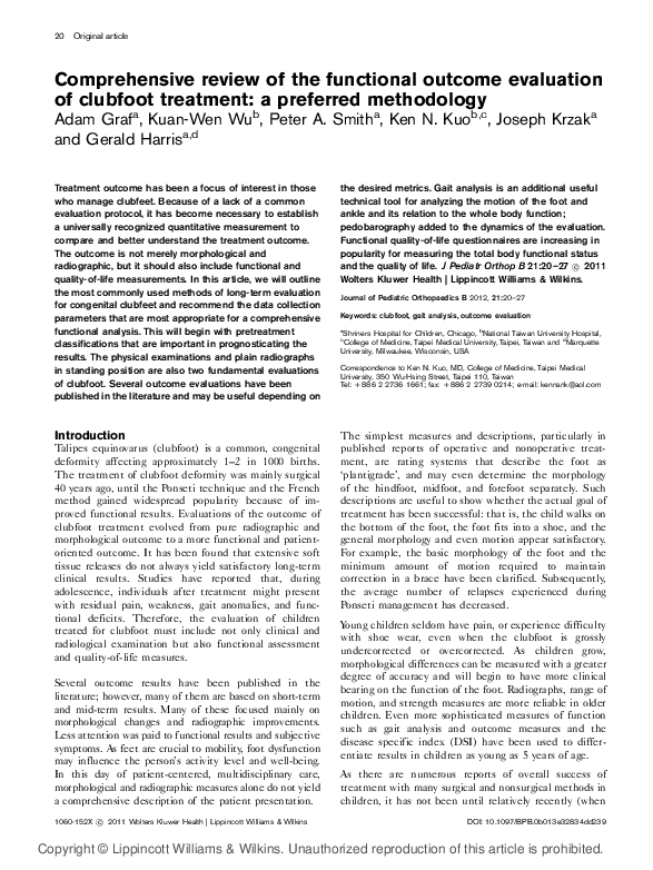 Pdf Comprehensive Review Of The Functional Outcome Evaluation Of