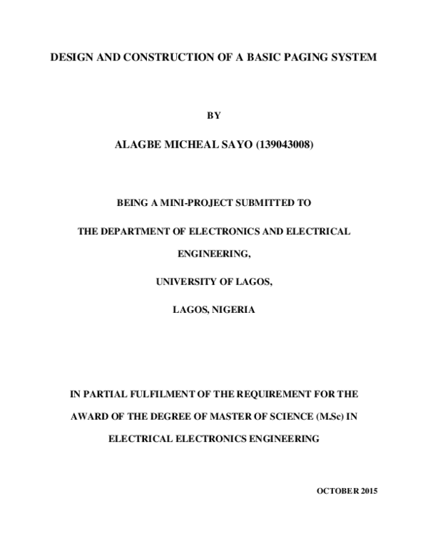 (PDF) DESIGN AND CONSTRUCTION OF A BASIC PAGING SYSTEM
