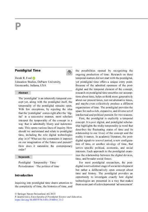 (PDF) Postdigital time