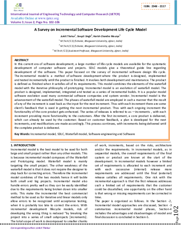 (PDF) A Survey on Incremental Software Development Life Cycle Model