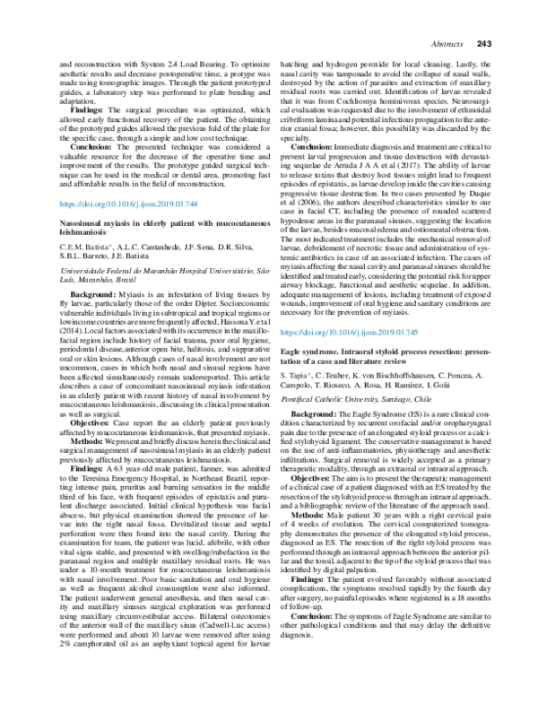 (PDF) Eagle syndrome. Intraoral styloid process resection: presentation ...