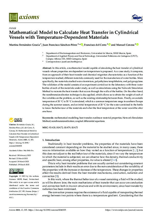 (PDF) Mathematical Model to Calculate Heat Transfer in Cylindrical Vessels with Temperature ...