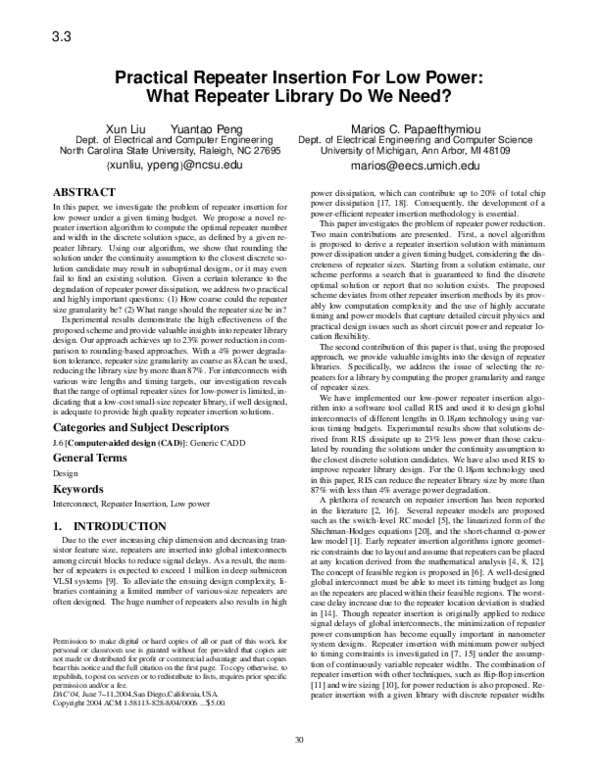 (PDF) Practical repeater insertion for low power: what repeater library ...