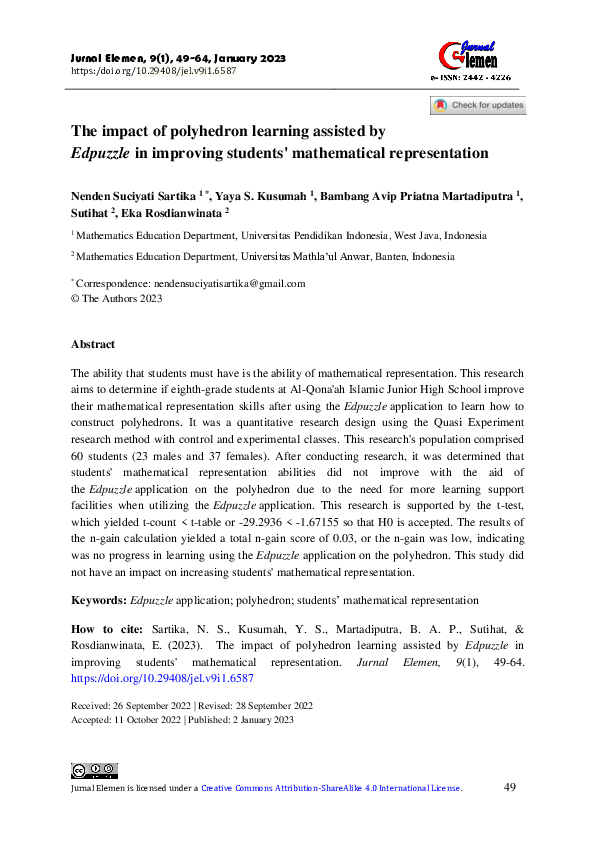 (PDF) The impact of polyhedron learning assisted by Edpuzzle in improving students' mathematical ...